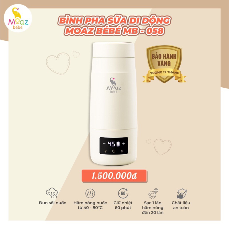 Bình đun nước pha sữa di động Moaz BéBé MB 058 | Shopee Việt Nam