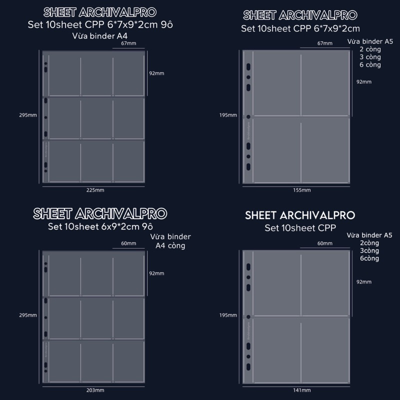 [CÓ SẴN] SHEET CPP TRONG SUỐT ARCHIVALPRO DÀNH CHO BINDER CÒNG A5 A4 LƯU TRỮ ẢNH - Cáo nuôi rái ...