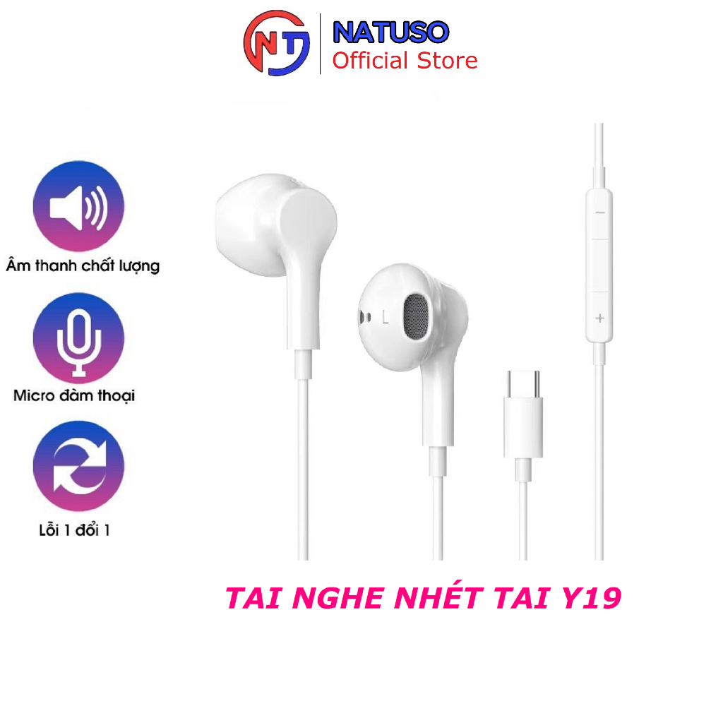 Tai nghe có dây nhét tai Natuso Y19 cho điện thoại có micro đàm thoại ...