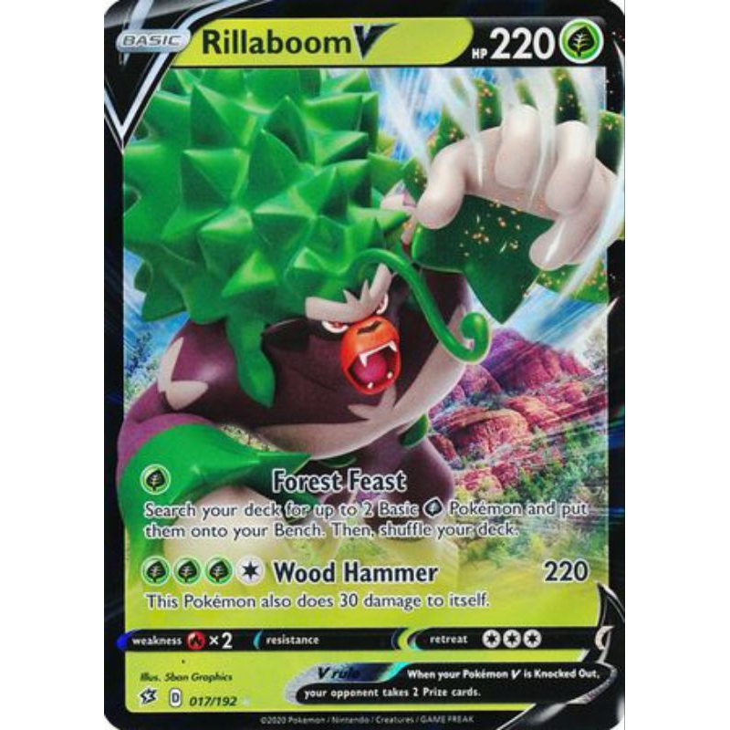 Thẻ pokemon Rillaboom V - 017/192 - Cực Hiếm Sword & Shield: NM ...