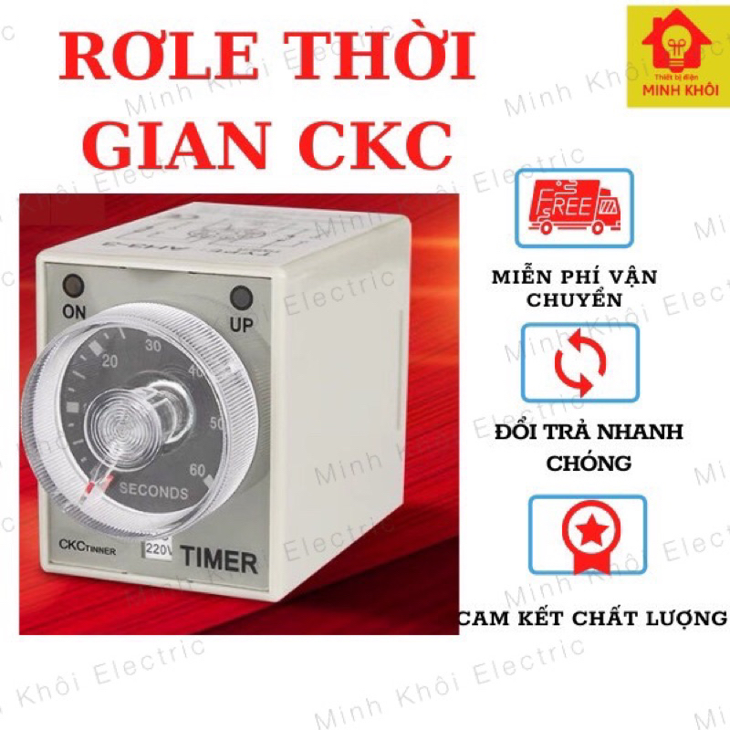 rơ le thời gian 220v CKC AH3-3 220V kèm đế, relay thời gian điện tử,timer ckc, rơ le thời gian ...