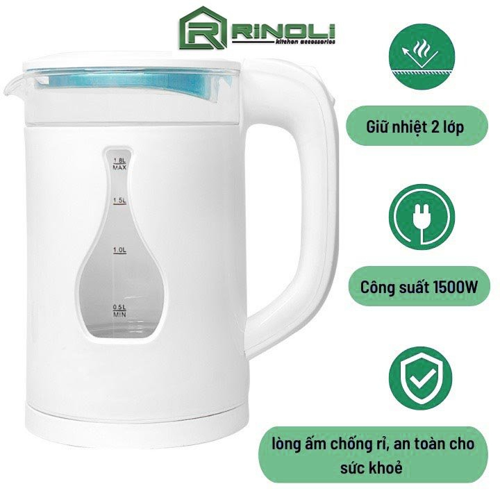 Ấm siêu tốc thủy tinh vỏ bọc nhựa cao cấp- Bình siêu tốc dung tích 2lit ...