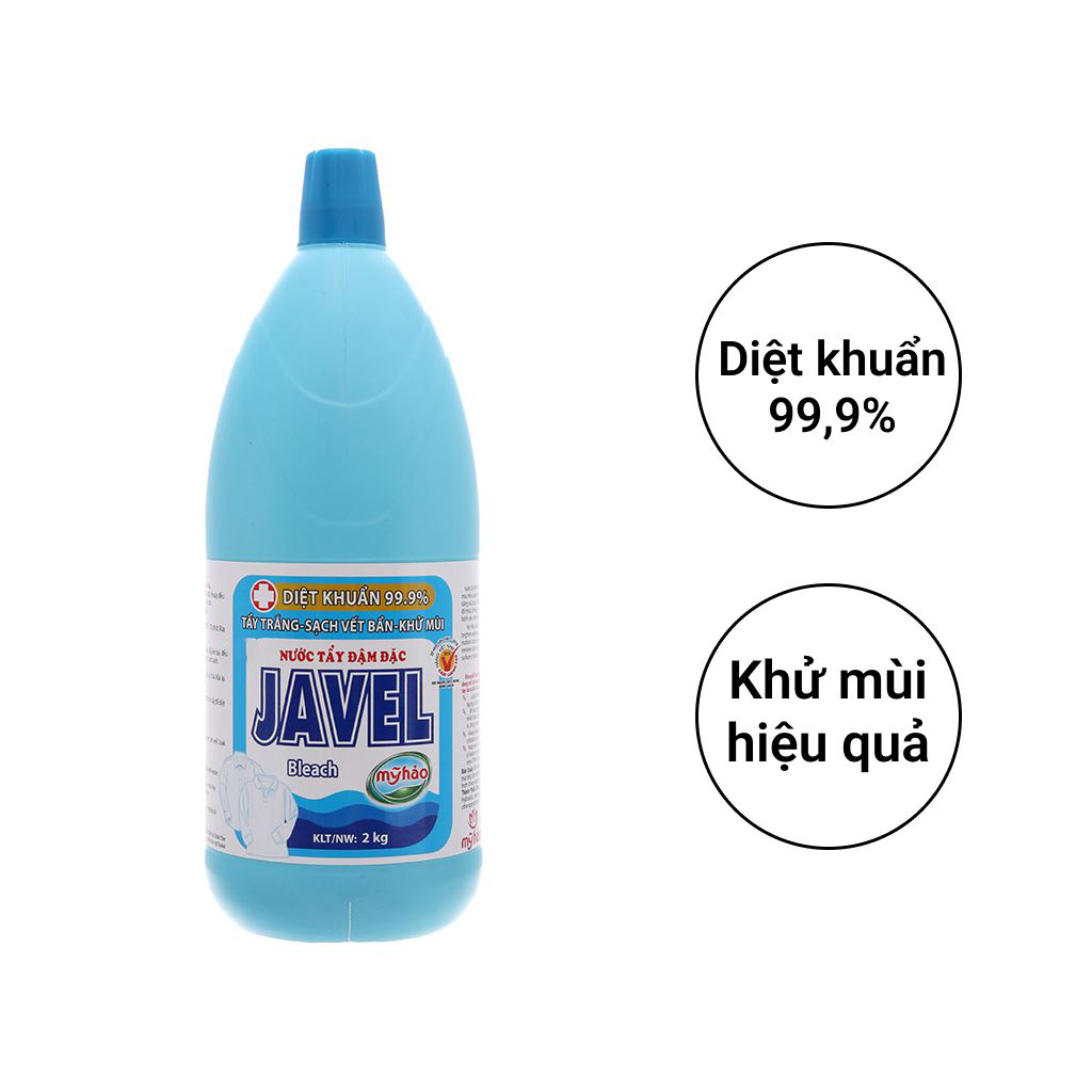 Nước tẩy Javel Mỹ Hảo chai 2KG - nước tẩy quần áo trắng sạch diệt khuẩn, khử mùi hôi chai 2 lít ...