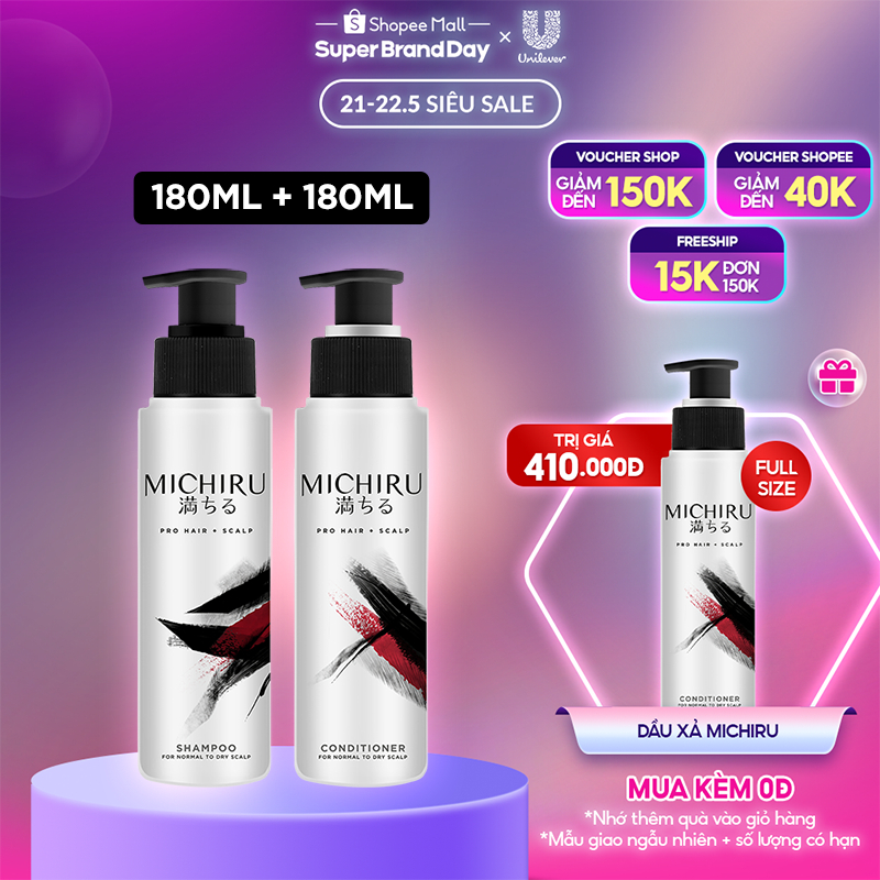 Bộ Gội Xả Michiru Ngăn Gãy Rụng & Làm Dày Tóc Dành Cho Da Đầu Thường Và ...