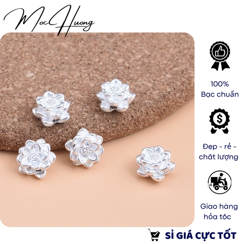 [S925] Charm bạc hoa sen mix vòng tay, vòng cổ, trang trí - MH144 ...