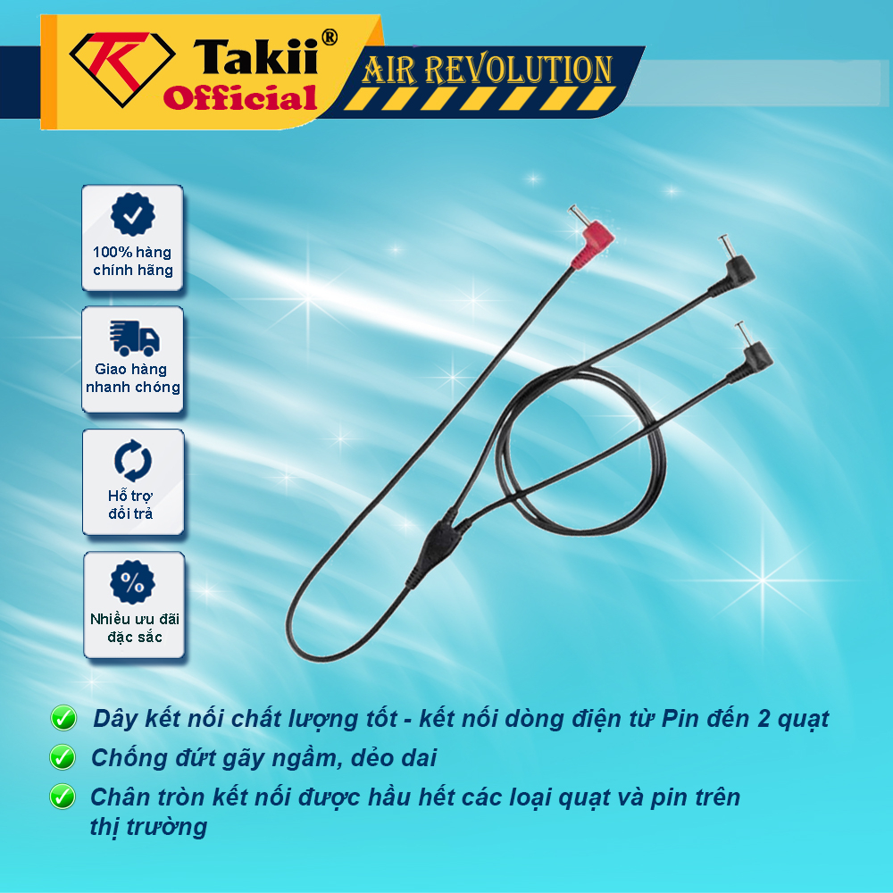 Dây Cáp Nối Quạt Áo Điều Hòa Takii Cao Cấp ( kết nối pin với 2 quạt ...