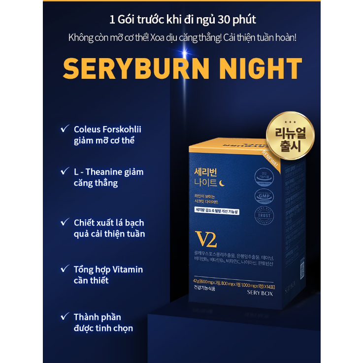 [LIỆU TRÌNH 1 THÁNG] Thực Phẩm Chức Năng Hỗ Trợ Giảm Cân Ban Đêm SERY BOX Seryburn Night Hộp 56 ...