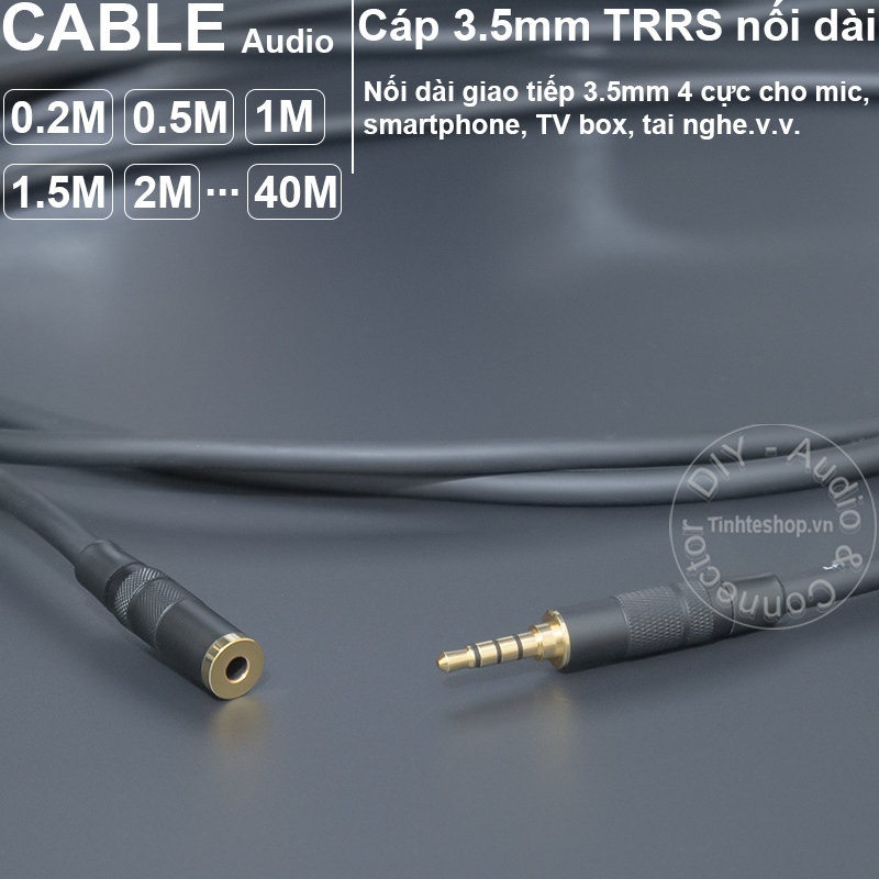 Dây nối dài tai nghe có mic TRRS DIY 0.2 đến 40 mét - 3.5mm audio cable 4 pole extension ...