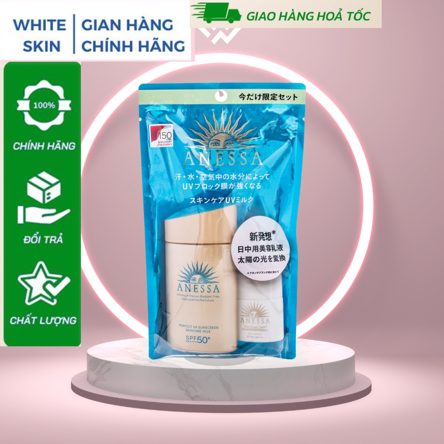 Bộ đôi chống nắng bảo vệ hoàn hảo Anessa Perfect UV Sunscreen Skincare Milk 60ml + Serum chống ...