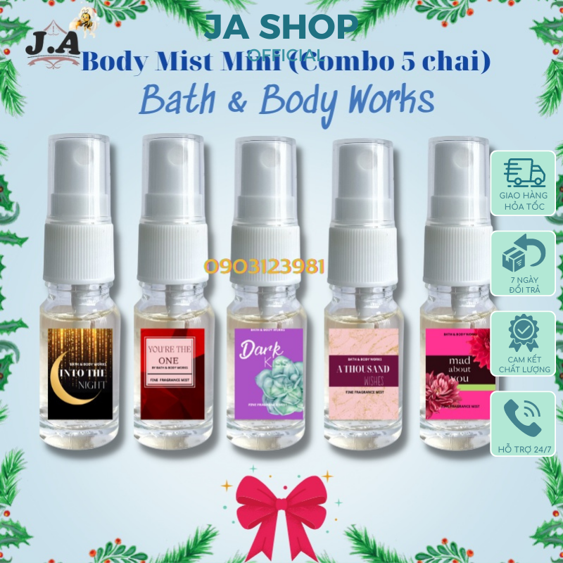 (Set 5 Chai) Body Mist Xịt Thơm Toàn Thân Combo 5 Chai 10ml Bath & Body ...