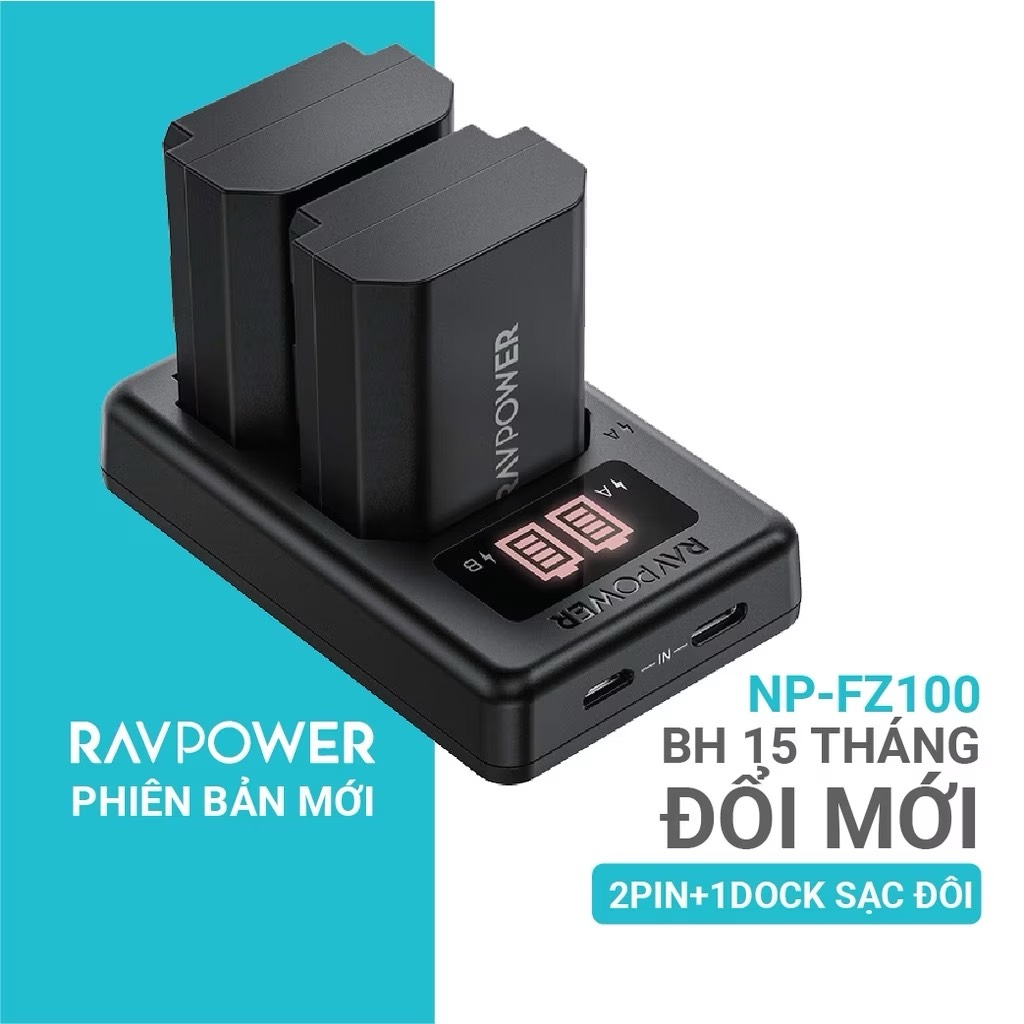 SONY NP-FZ100 BỘ 2 PIN+SẠC - RAVPOWER CHO MÁY ẢNH | Shopee Việt Nam