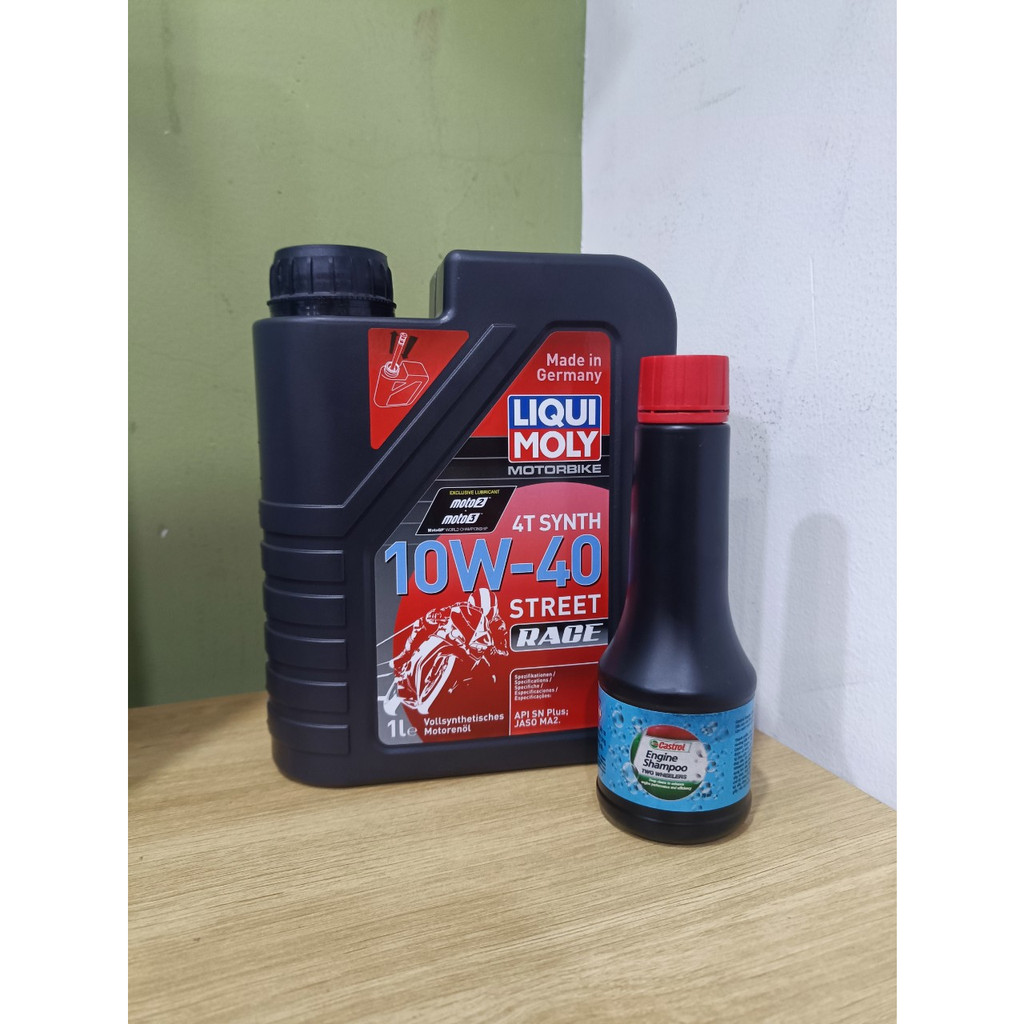 COMBO KM DẦU NHỚT XE SỐ LIQUI MOLY 10W40 STREET RACE 1000ml-1L + KÈM Phụ gia CASTROL ENGINE ...