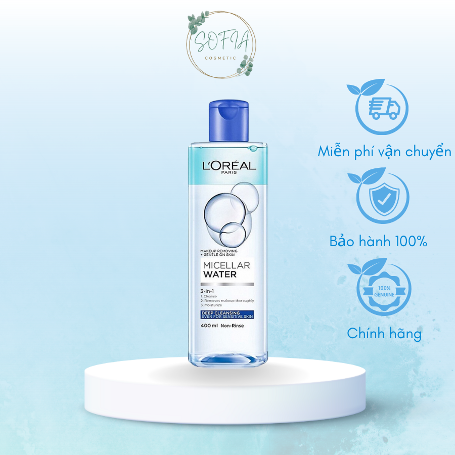 Nước Tẩy Trang L'Oreal SOFIA Làm Sạch Sâu Dưỡng Ẩm Nắp Xanh Đậm - Loreal 3-in-1 Micellar Water ...