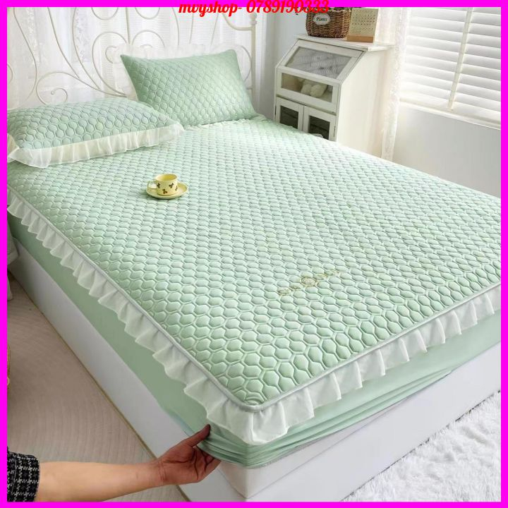 Chiếu điều hòa cao su non bèo ren bọc đệm, chiếu cao su non ren ngắn bo ...