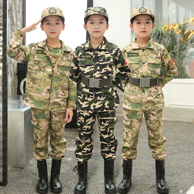 (Giao Hỏa Tốc) Bộ đồng phục quân đội rằn ri cá tính cho bé trai và bé gái/ Trang phục hóa trang ...