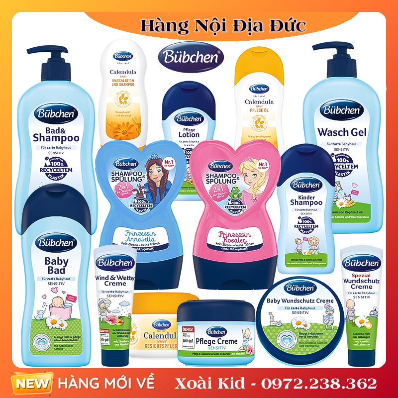 Bộ Sữa Tắm Gội, Kem Dưỡng Da, Kem Hăm Cho Trẻ Sơ Sinh Bubchen 400ml - Nội địa Đức Đủ Bill ...