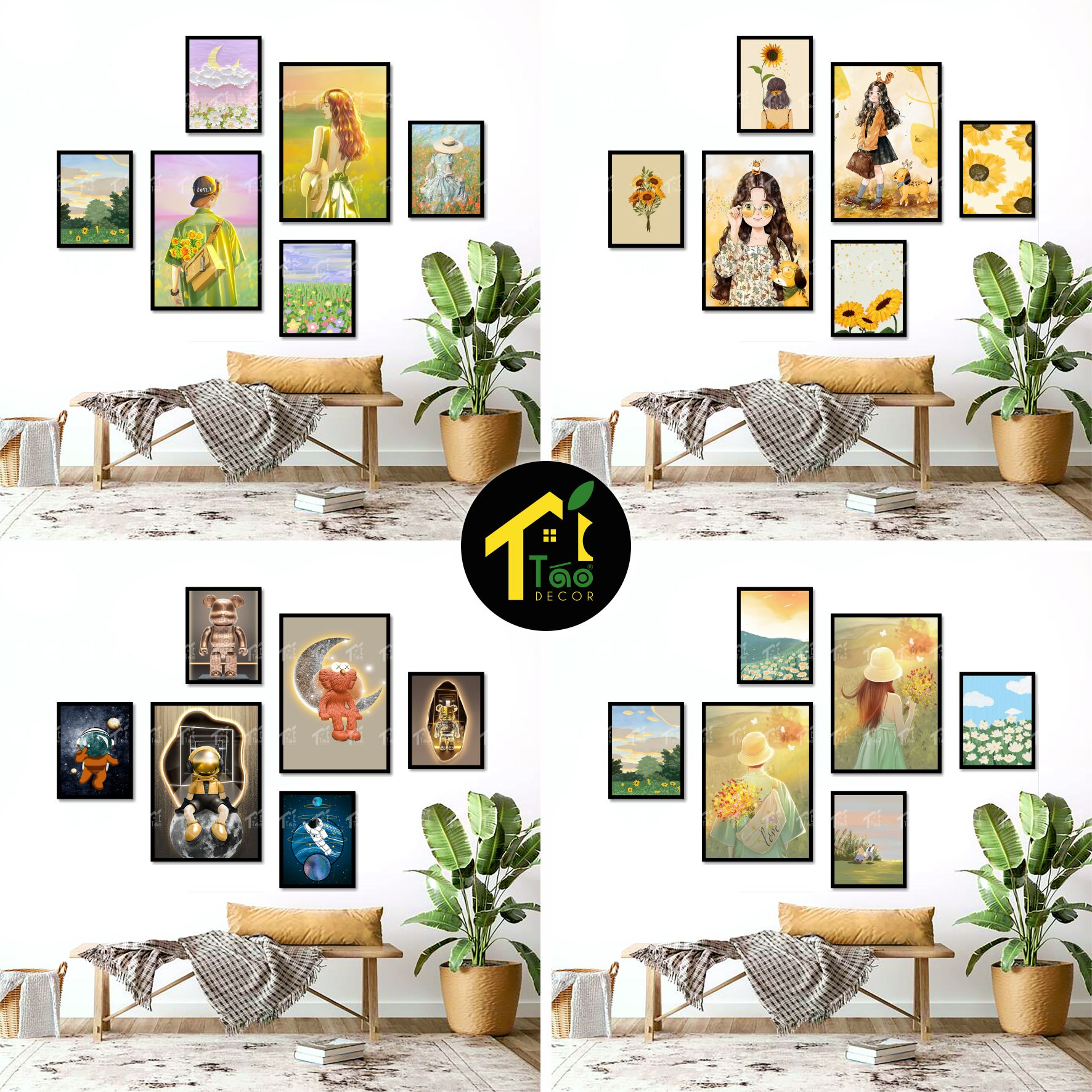 50 Set tranh treo tường cute, tranh dán tường hiện đại trang trí phòng ...
