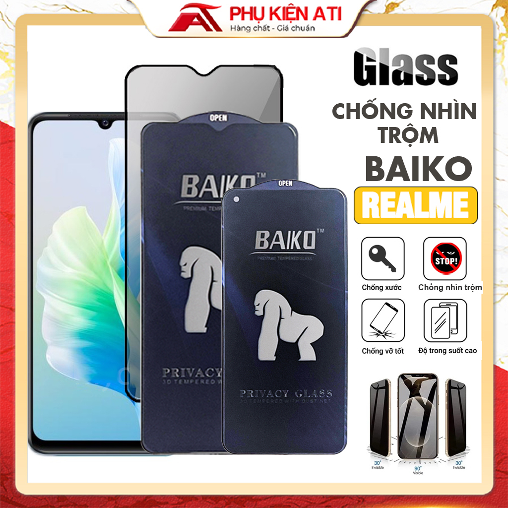 Kính cường lực Baiko Chống Nhìn Trộm Realme 10 10s 10 Pro Realme 5 6 7 ...