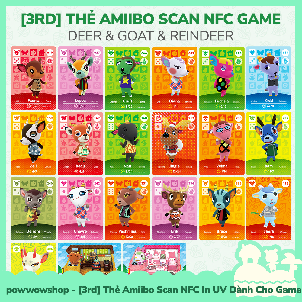 [Sẵn VN - Hỏa Tốc] 3rd Thẻ Amiibo Scan NFC Deers & Goat & Reindeer Game ...