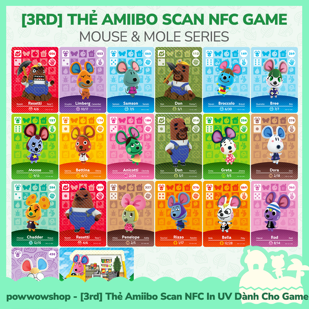 [Sẵn VN - Hỏa Tốc] 3rd Thẻ Amiibo Scan NFC Mouse & Mole Series Game ...