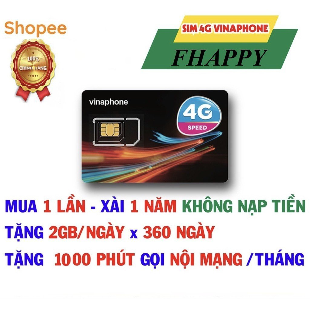 [ SIM VÀO MẠNG 1 NĂM] SIM 4G VINA FHAPPY TD49 D500 U1500 VD149P SỬ DỤNG DATA MIỄN PHÍ - SIM KÈM ...
