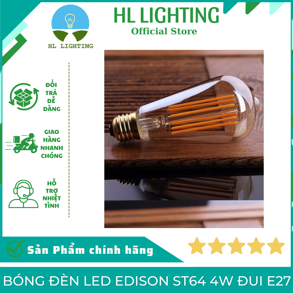 Bóng đèn Led Edison ST64 4W đui E27 HL Studio | Shopee Việt Nam