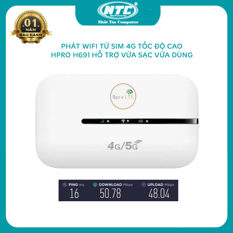 Phát wifi từ sim 4G Hpro LTE H691 tốc độ cao - Hỗ trợ vừa sạc vừa dùng ...