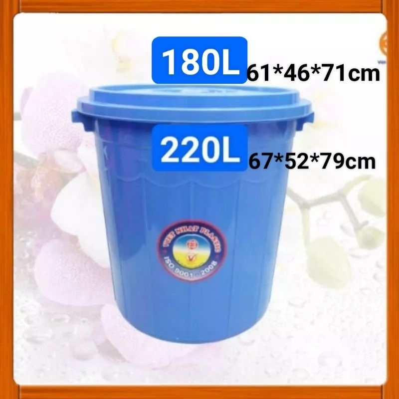 🚀 Hoả Tốc 1H🚀Thùng Nhựa Tròn Có Nắp Đậy 180L 220L Việt Nhật 67*52*79cm | Shopee Việt Nam