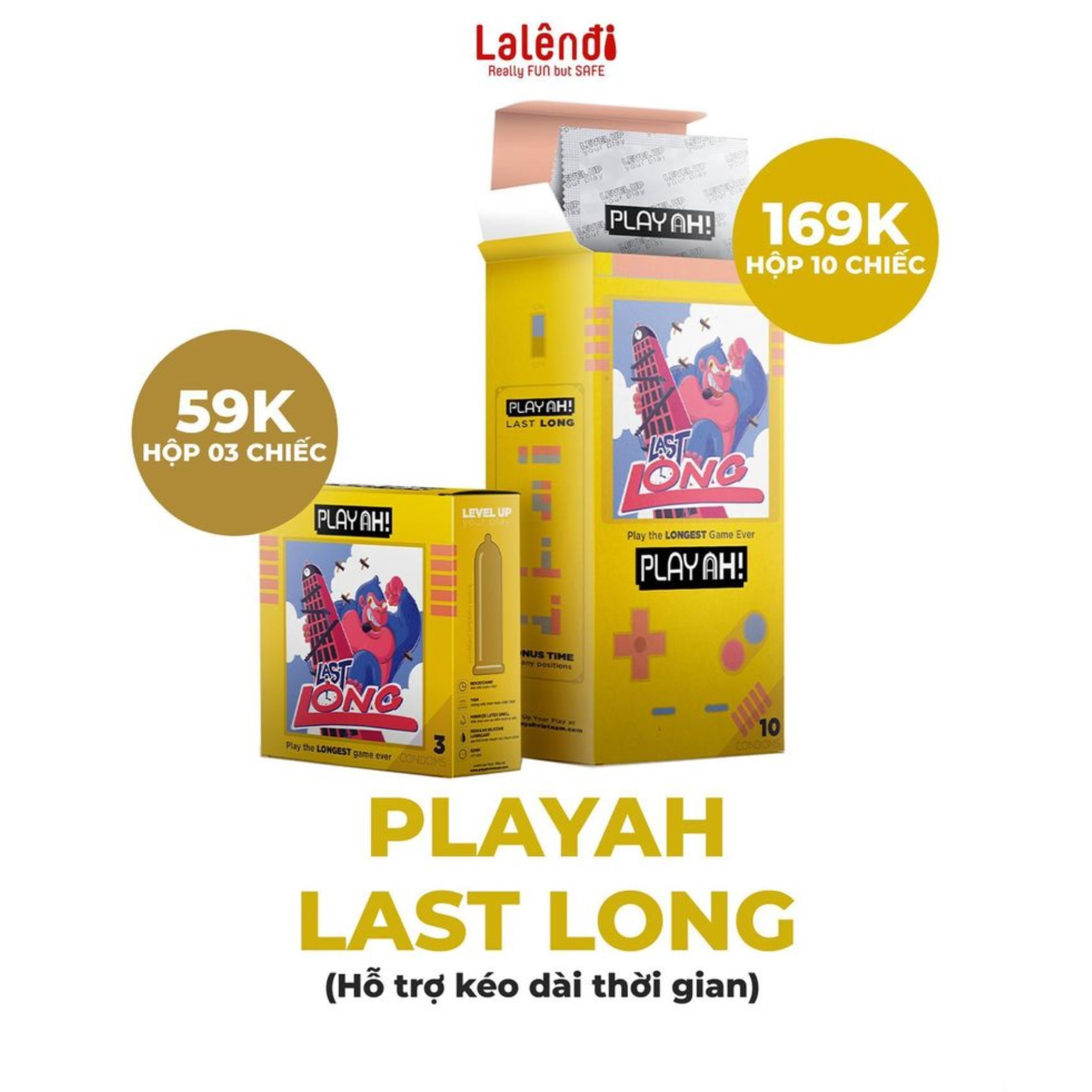 Bao Cao Su PLAYAH Last Long Kéo Dài Thời Gian Size 52mm Hộp 3C, Hộp 10C ...