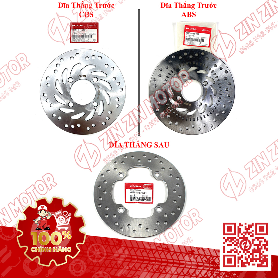 Dĩa Phanh, Đĩa Thắng Vario 160 (ABS, CBS), Click 160 (ABS, CBS) Trước ...