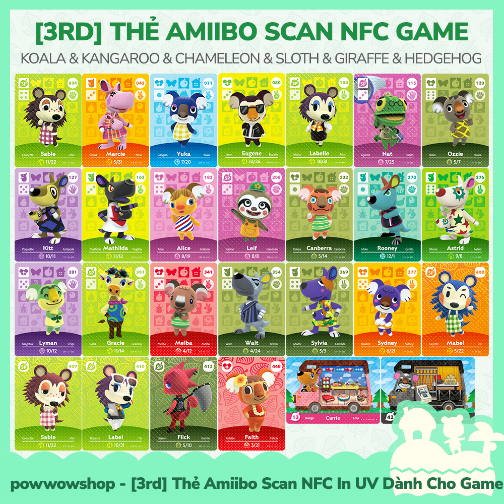 [Sẵn VN - Hỏa Tốc] 3rd Thẻ Amiibo Scan NFC Koala & Kangaroo & Chameleon ...