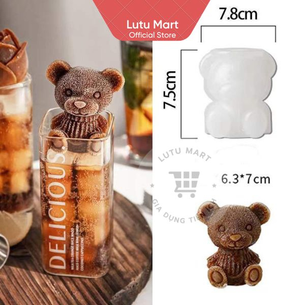 Khuôn Làm Đá Silicon Hình Gấu Teddy 3D Trang Trí Đồ Uống, Làm Thạch ...