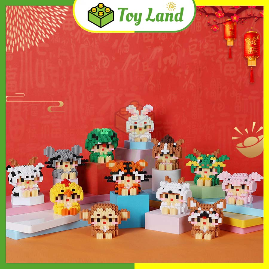 [Chibi 8,5cm] Mô Hình Lắp Ráp 12 Con Giáp 12 Sinh Thú Đồ Chơi Lắp Ghép ...