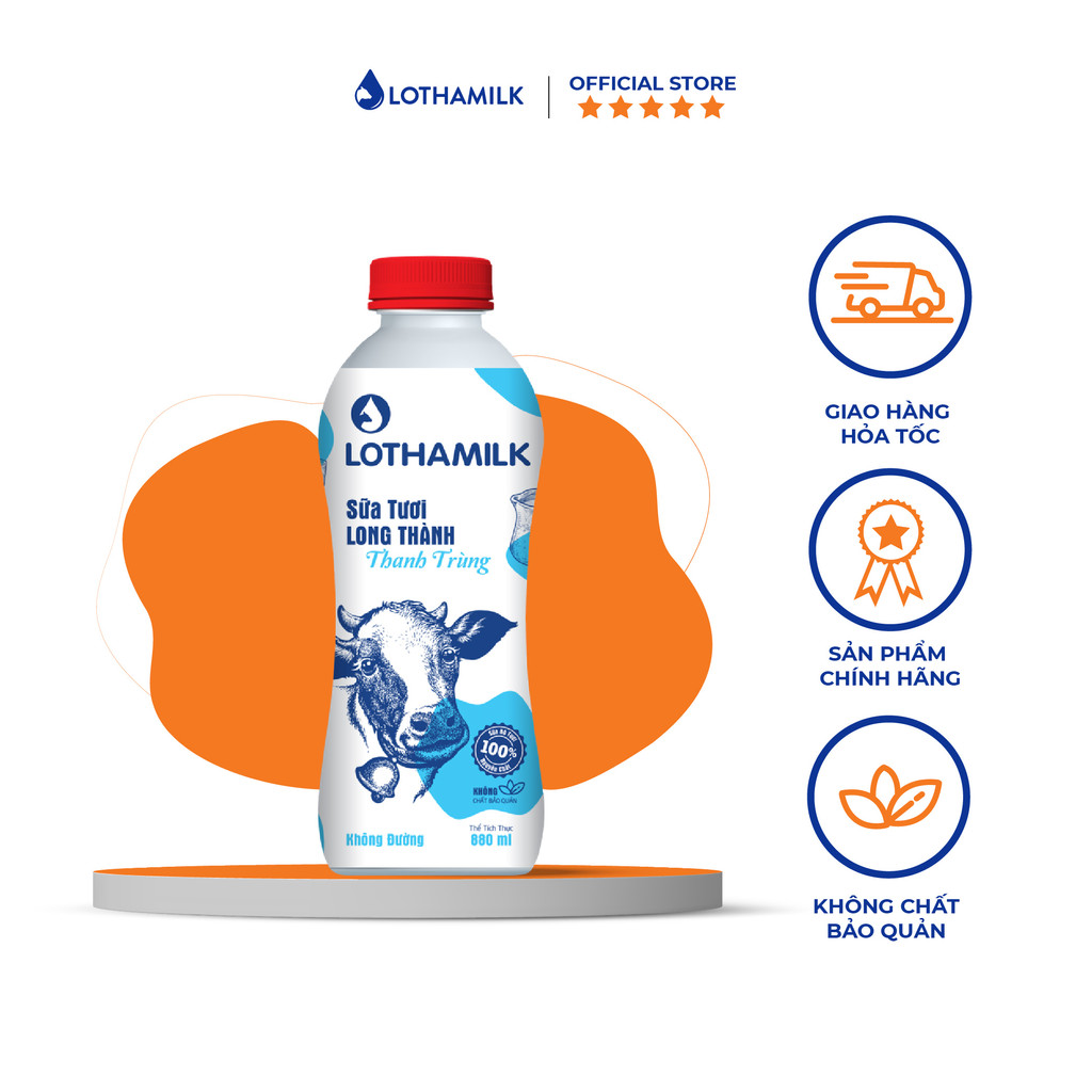 Sữa Tươi Thanh Trùng Lothamilk Không Đường Chai 880ml | Shopee Việt Nam