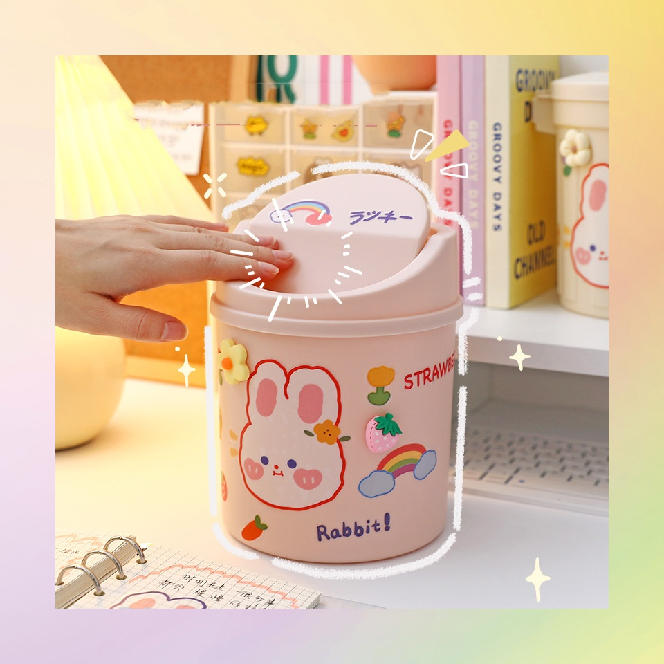 Thùng Rác Mini Siêu Cute Nắp Lật - Sọt Rác Để Bàn Dung Tích 4L decor ...