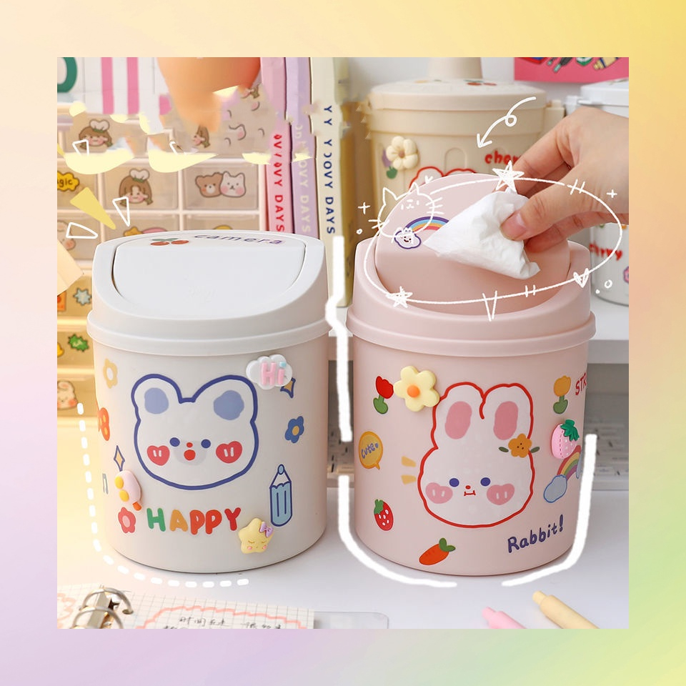 Thùng Rác Mini Siêu Cute Nắp Lật - Sọt Rác Để Bàn Dung Tích 4L decor ...