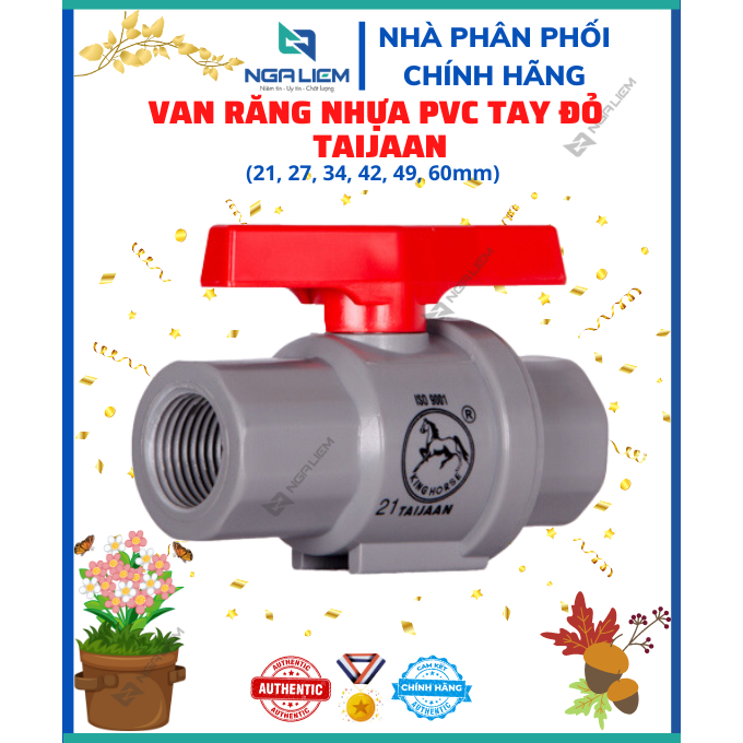 Van răng nhựa PVC Tay đỏ 21, 27, 34, 42, 49, 60mm Taijaan Đài Loan ...