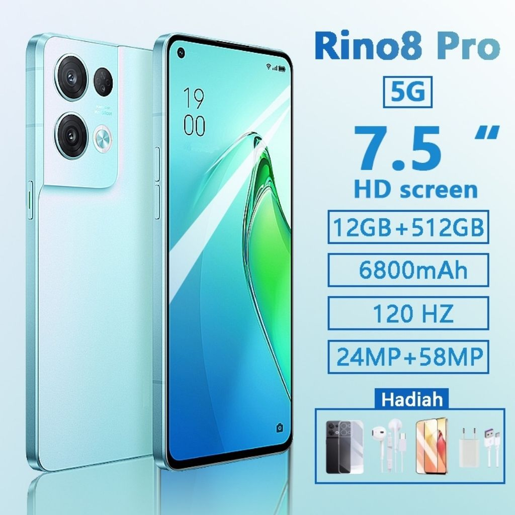 Điện thoại Rino8 Pro smartphone 12+512GB mới nguyên bản toàn màn hình ...