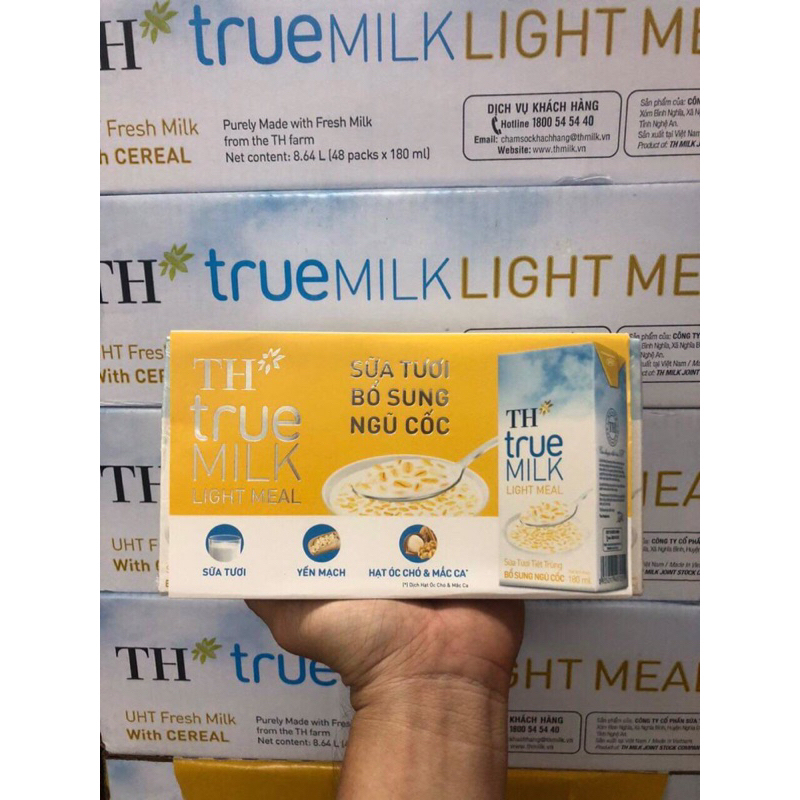 Thùng 48 Hộp Sữa Tươi Tiệt Trùng TH True Milk Light Meal Bổ Sung Ngũ Cốc Hộp 180ml | Shopee Việt Nam