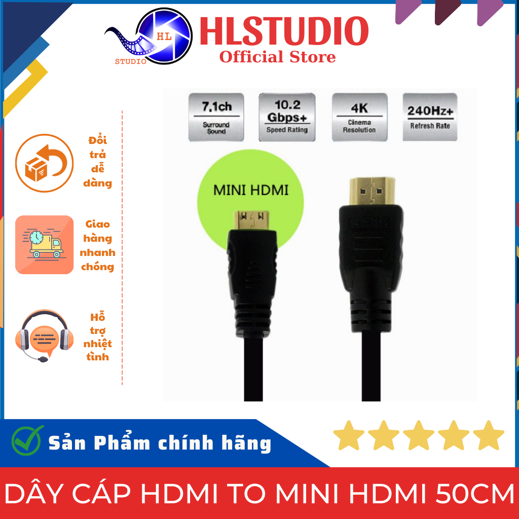 Dây Cáp HDMI To Mini HDMI 50cm, 100cm, 3m, 5m - Đa Dạng Chiều Dài, Chất ...