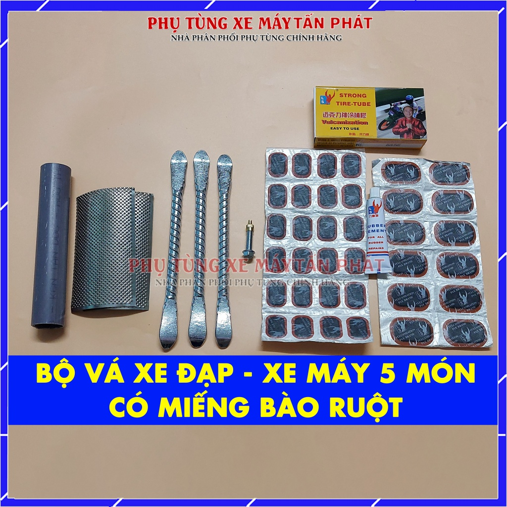 Bộ Vá Xe Máy Xe Đạp 5 Món (2 Miếng Bào) Đa Năng Dùng Vá Xe Khi Bị Lủng ...