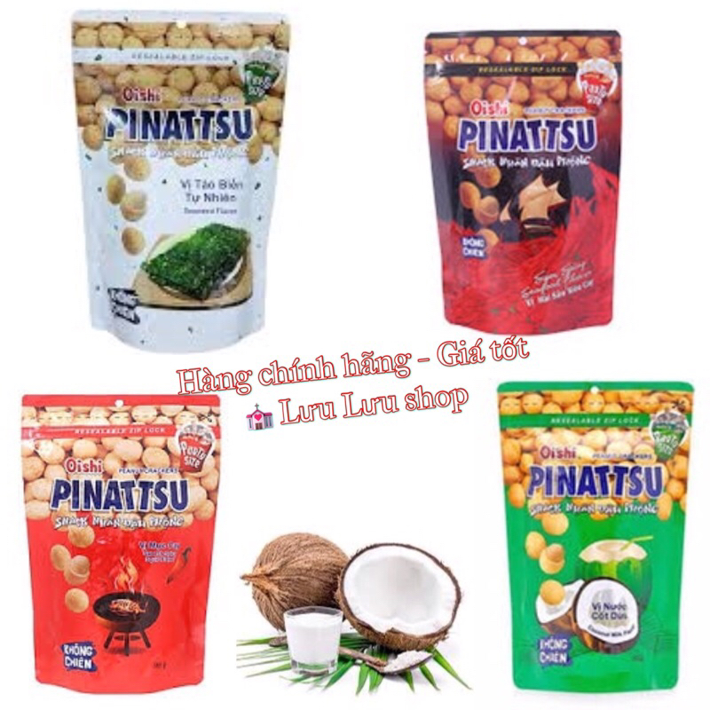 Snack nhân đậu phộng vị mực cay / nước cốt dừa/ tảo biển Pinattsu Oishi ...