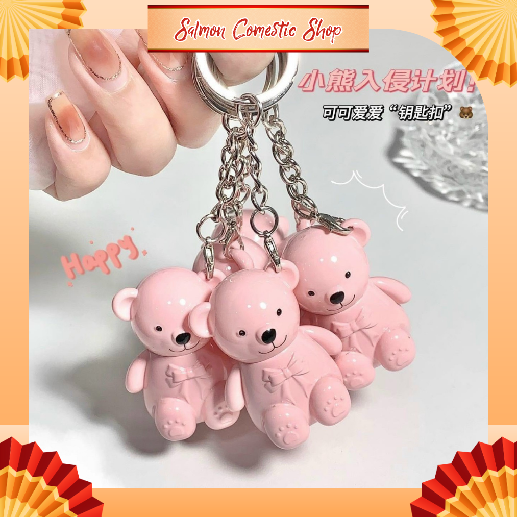 Son Móc Khóa Gấu Hồng HRHF Son Bóng Màu Nude, Son Gấu Xinh Cute, Nội ...