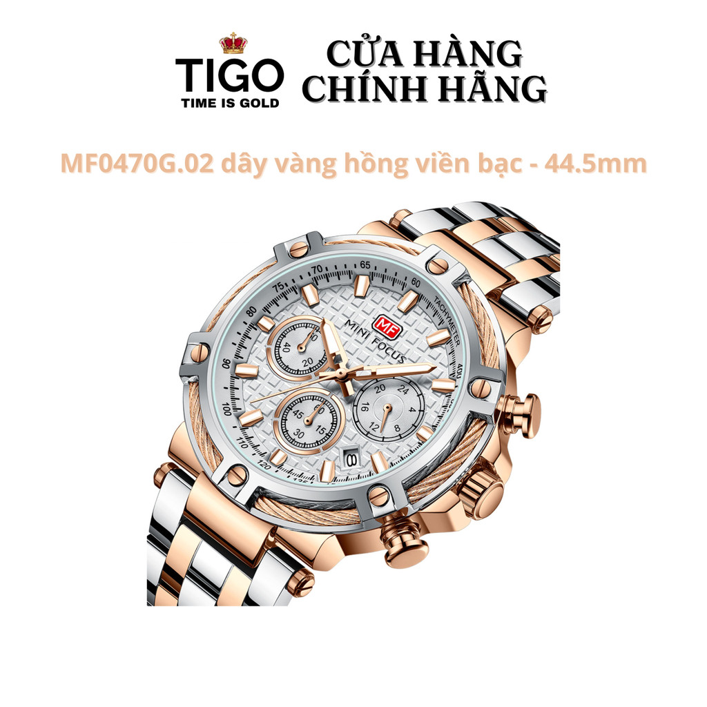 Đồng Hồ Nam MINI FOCUS MF0470G.02 Dây Thép Vàng Hồng Viền Thép Không Gỉ Mặt Tròn 44.5mm | Shopee ...