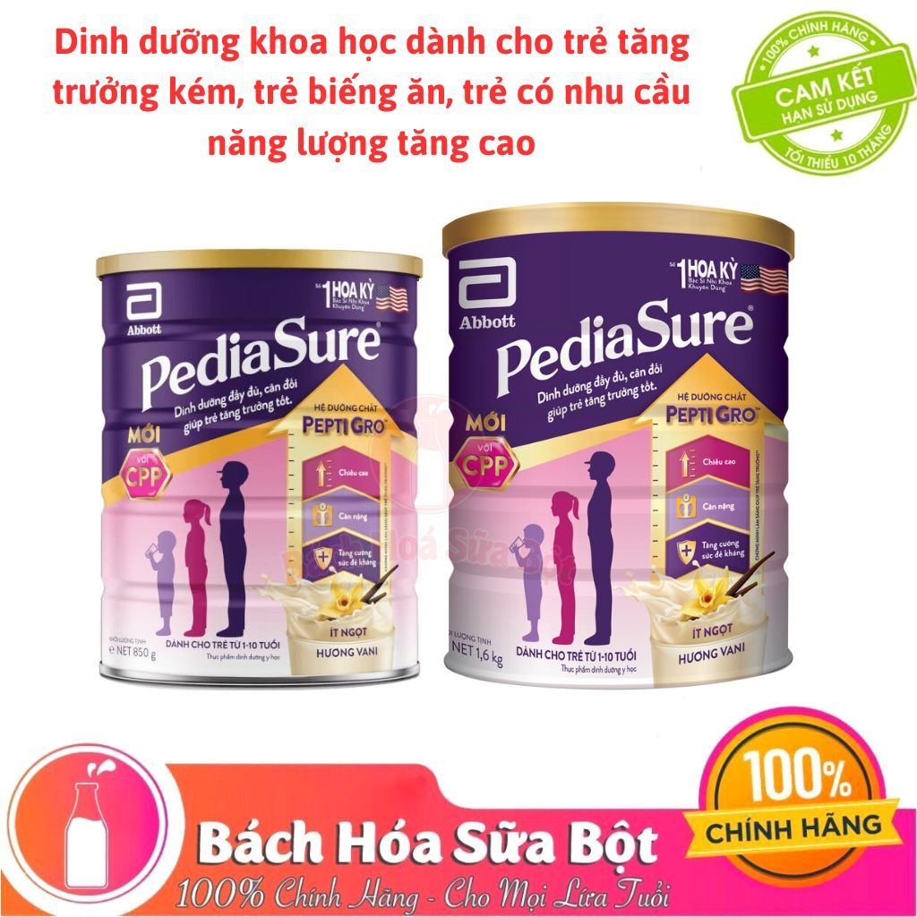 Sữa Bột Pediasure B/A hương Vani Ít Ngọt 380g/800g/1.6kg (mẫu mới ...