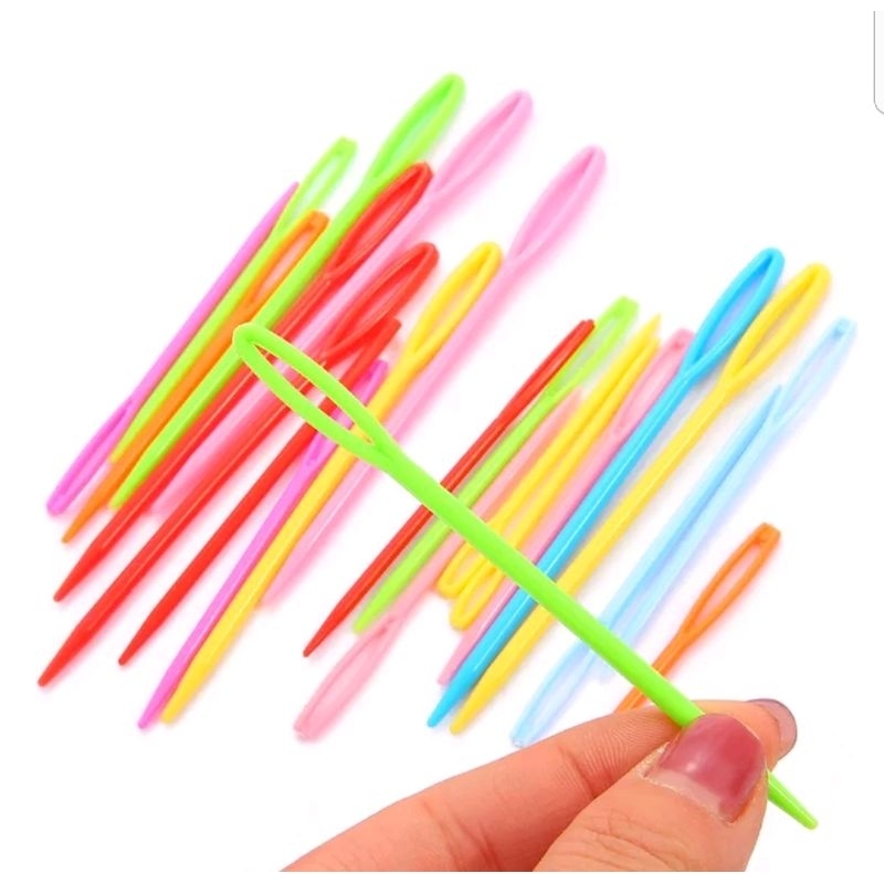 [♨️HOT DEAL ] 1 gói/10 cây kim nhựa , Kim khâu len, kim thực hành tập ...