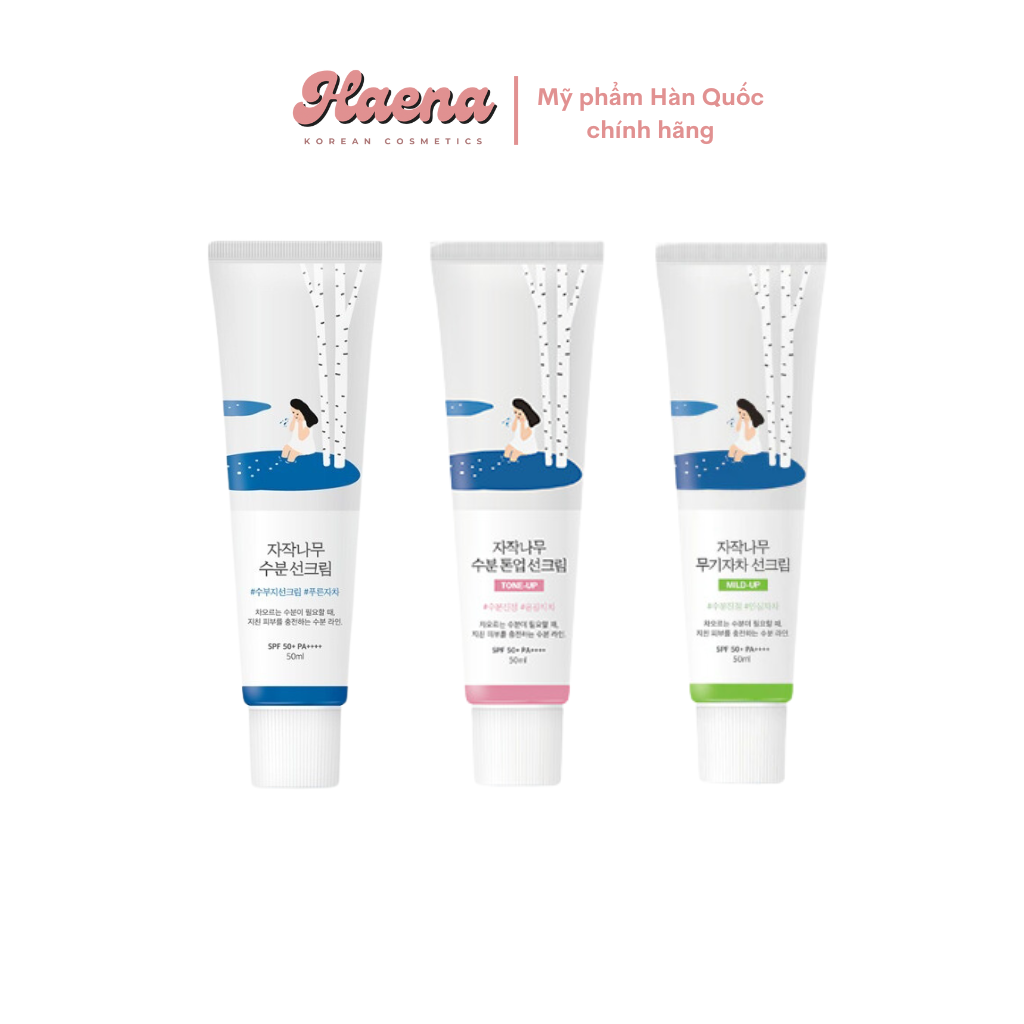 [COMBO KCN + SRM] Kem chống nắng cấp ẩm chiết xuất cây bạch dương Round ...