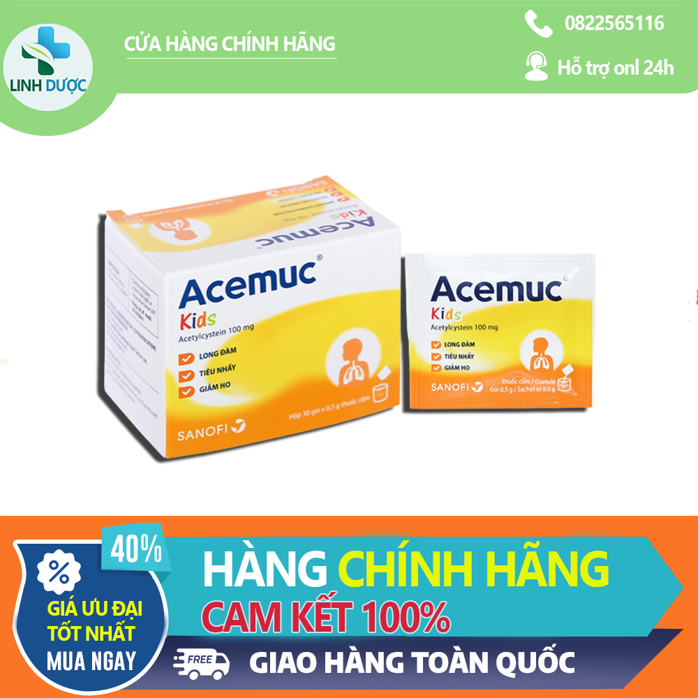 Acemuc kids 100mg hộp 30 gói | Shopee Việt Nam