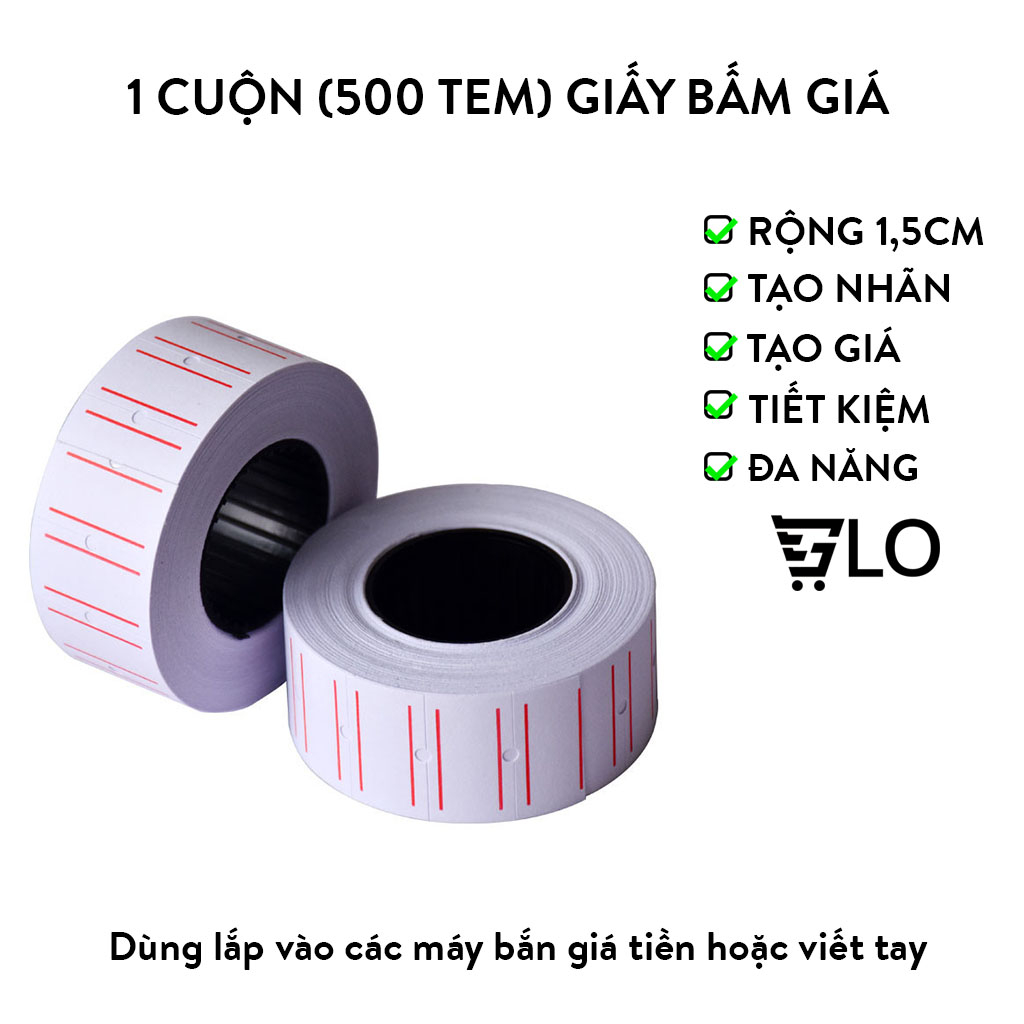 1 Cuộn (500 Tem) Giấy Bấm Giá Dùng Cho Máy MX5500 Bắn Giá, Tem Dán Ghi ...