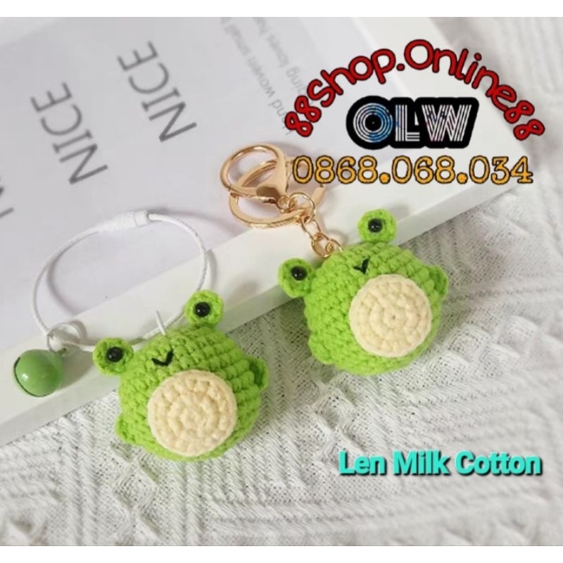 MÓC KHÓA HANDMADE《ẾCH XANH》Len Milk Cotton | Shopee Việt Nam